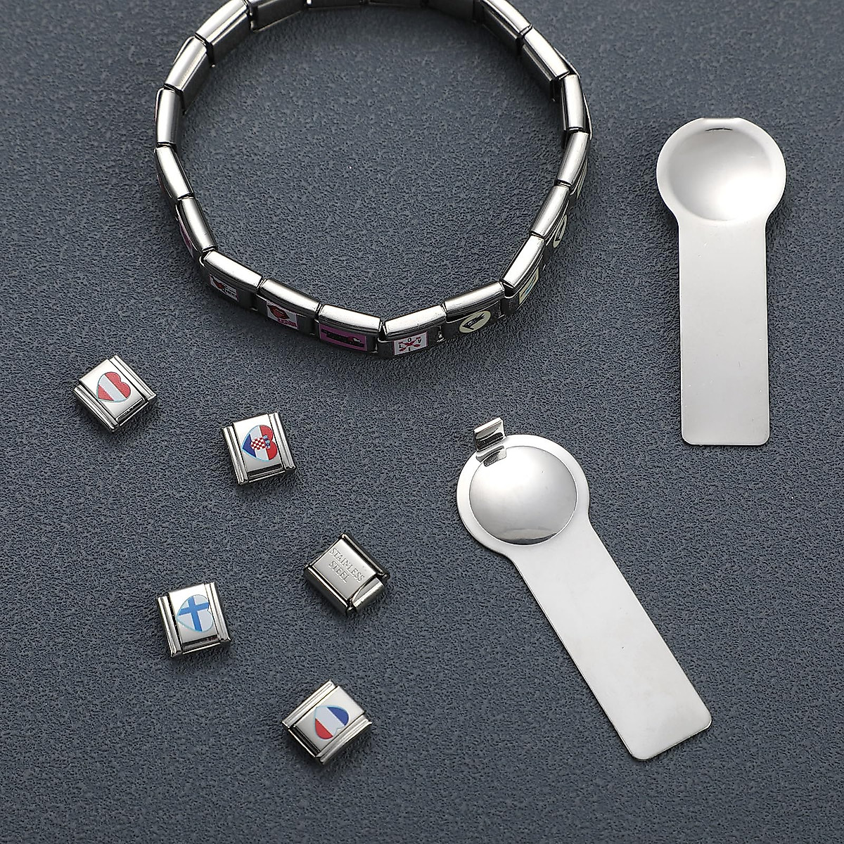 Blulu 2 Pcs 9mm Italian Charm Opening Tool Double Sided Italian Charm Tool for Adding and Removing 9mm Bracelets