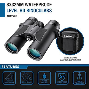 Barska AB12762 Level HD Waterproof Binoculars, Black, 8x32mm