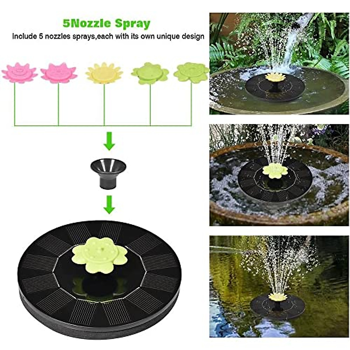 XXXDXDP Floating Leaf Petal Solar Fountain Bird Bath Pool Pond Fountain Home Decoration Outdoor Garden Courtyard Waterfall