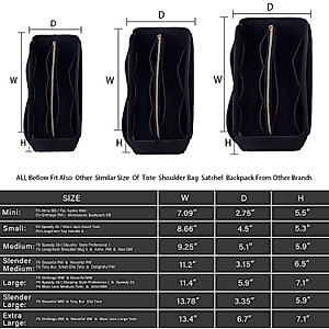 ZTUJO Purse Organizer Insert, Felt Bag Organizer with Metal Zipper, Handbag & Tote Shaper, For Speedy Neverfull Tote, 7 Sizes(Slender Medium, Black)