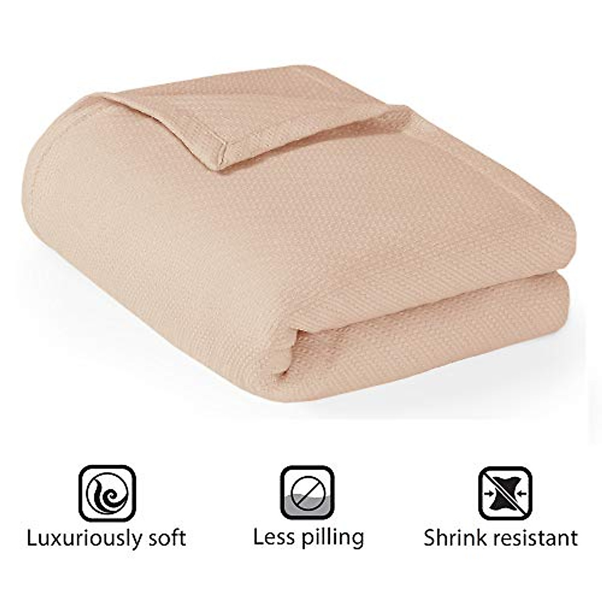 Madison Park Liquid Cotton Luxury Blanket Premium Soft Cozy 100% Ring Spun Cotton For Bed , Couch or Sofa, Twin, Blush