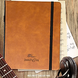 Songmaster Songwriting Journal 8.5x11 in • Crazy Horse Vegan Leather Music Notebook • 180 Page Hardcover Music Staff Paper Manuscript Paper Notebook Music Journal • 150 Free iVideosongs Lessons