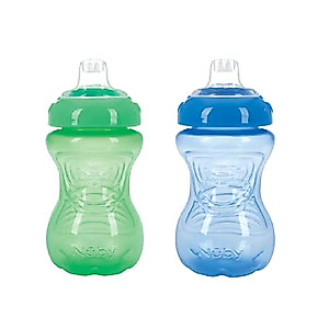 Nuby No-Spill Easy Grip Cup, 10 Ounce (Blue/Green)