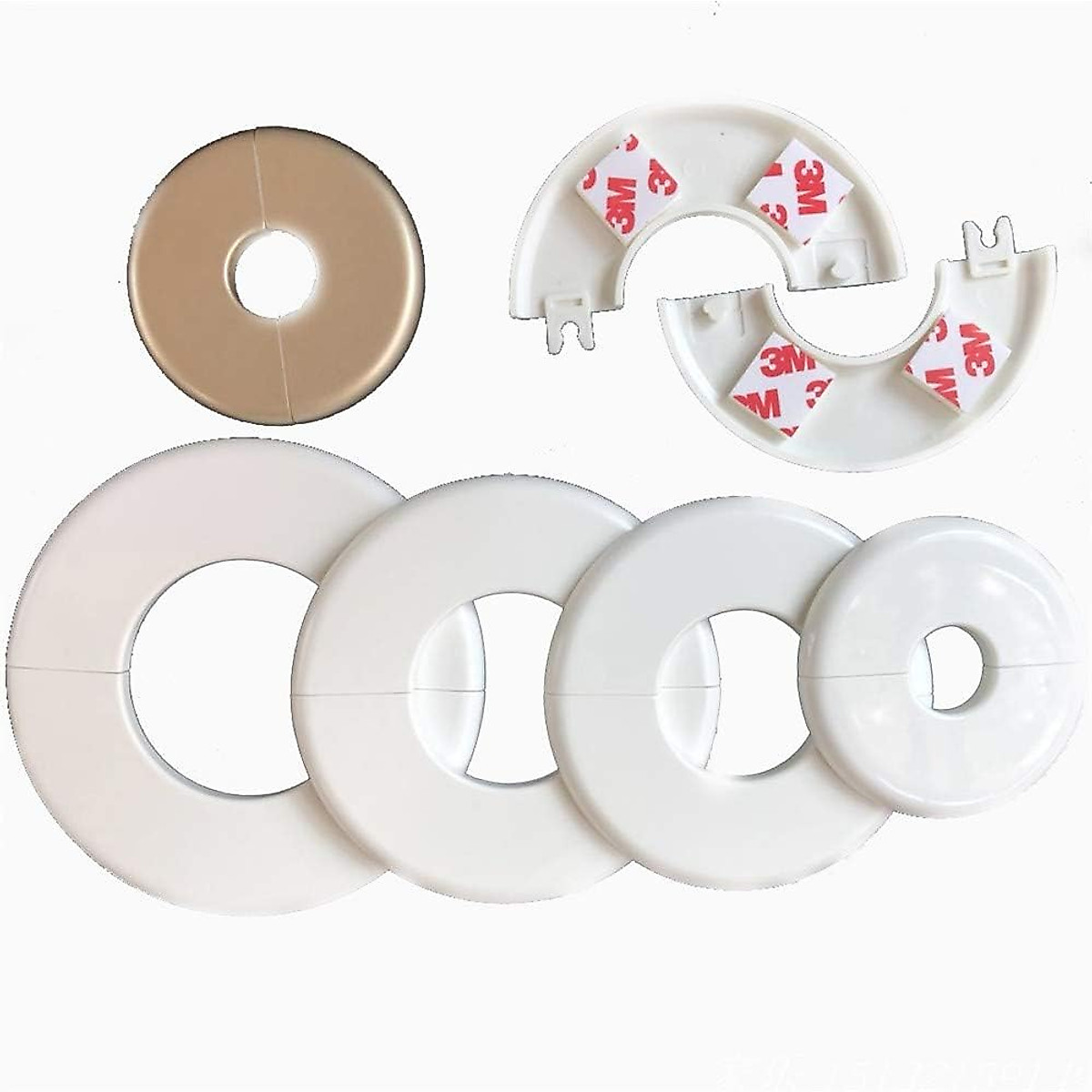 2 pcs Wall Split Flange Self-Adhesive tape Round Escutcheon Various pipes Plate Cover for Water Pipe Faucet Decoration Accessories (33mm/1.32in)