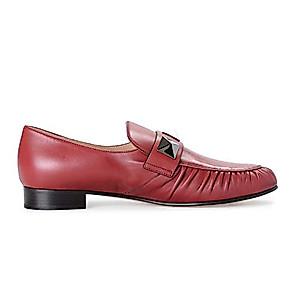 Valentino Women's Red Leather Loafers Slip On Flats Shoes US 9.5 IT 39.5