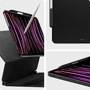 Spigen Thin Fit Pro Designed for iPad Pro 12.9 inch Case M2 6th Generation (2022) / 5th Generation (2021) Magic Keyboard Compatible with Pencil Holder [Keyboard Not Included] - Black