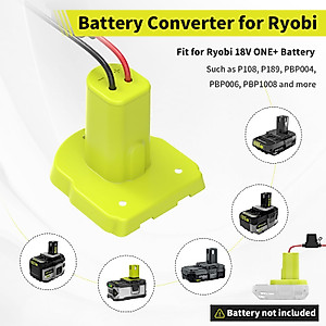 Kzreect Power Wheels Battery Adapter for Ryobi 18V Battery with Wire Harness Connector, Compatible with Fisher-Price Power Wheels, Battery Converter with 12AWG Wire, Fuses Holder & 30A Fuses