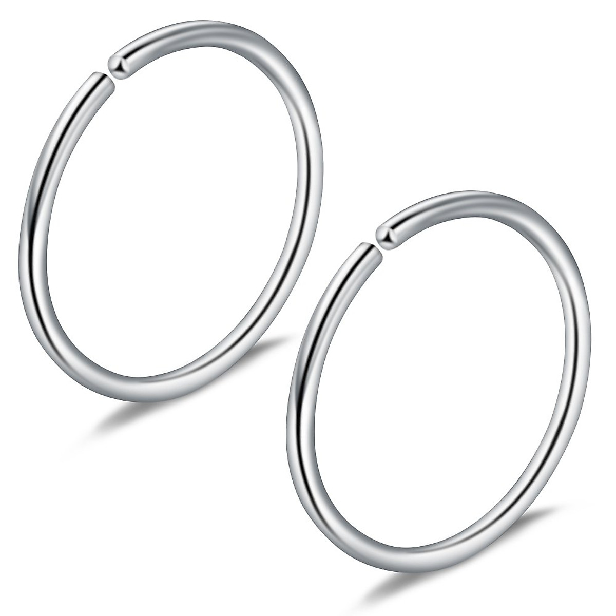 Ruifan 18PCS 20G Mix Size Stainless Steel Clip on Fake Nose Lip Helix Cartilage Tragus Ear Hoop Ring 6mm 8mm 10mm - Mix Color