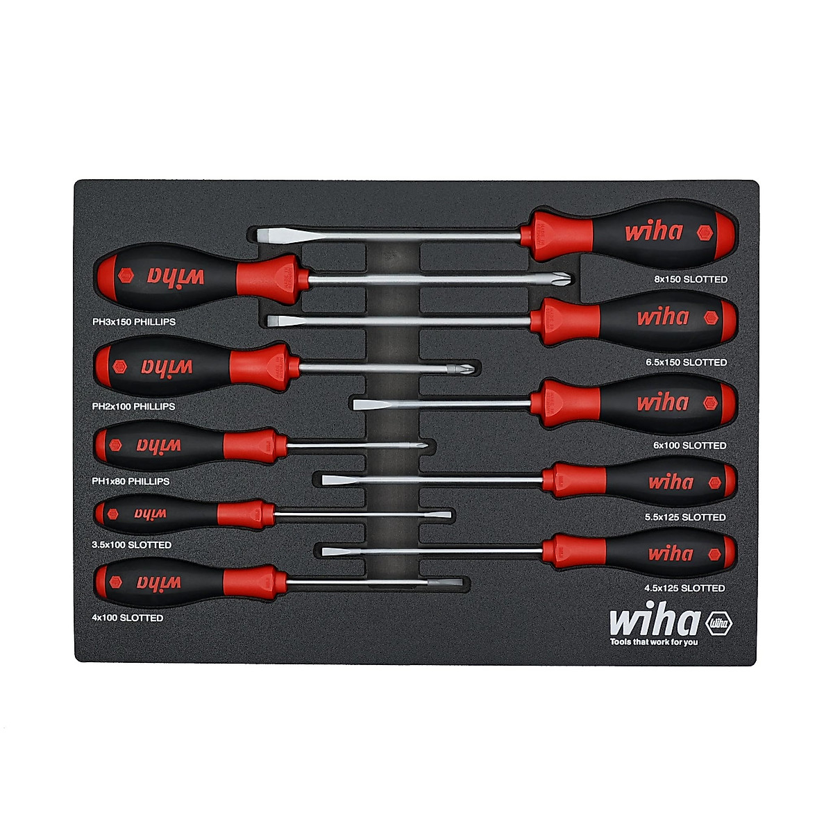 Wiha 30280 10 Piece SoftFinish Cushion Grip Screwdriver Tray Set