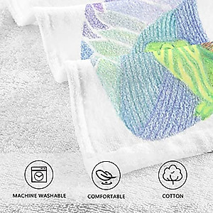 Jucciaco Watercolor Cute Turtle Cotton Towels for Bathroom, Soft Absorbent Hand Towel Set of 2 for Yoga Gym Kitchen Decorative, 16x28 inch
