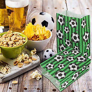 Chrisfall Soccer Party Favor Bags, 30 Pieces Reusable Paper Candy Bags, Green Soccer Themed Birthday Party Supplies