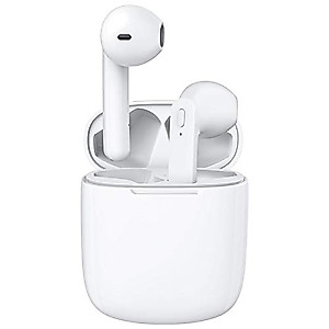 BEBEN in-Ear Stereo Bluetooth Earbuds with Mic, 31H Cyclic Playtime Headphones with Type-C Charging Case, IPX7 Waterproof Compatible for iPhone Android, True Wireless Earphones Headset for Sport White