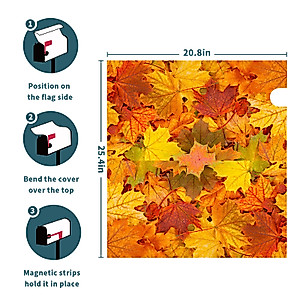 Granbey Fall Maple Leaves Mailbox Cover Magnetic Custom Autumn Decor Colorful Painting Wraps Post Letter Box Decorative for Outside Garden Yard Home Standard Mailbox 18x21 in
