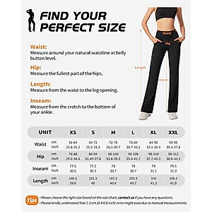 CAMBIVO Flare Yoga Pants for Women High Waist, Bootcut Workout Stretch Leggings with Pockets & Tummy Control, Non-See-Through Black
