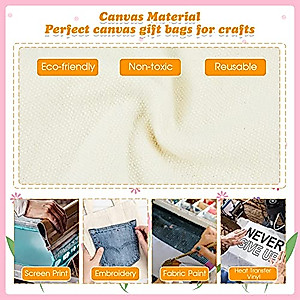 Amylove 48 Pcs 8.5 x 8 Inch Mini Tote Bag Blank Canvas Tote Bags Reusable Grocery Bags DIY Sacks Goody Bags for Kids (Beige)