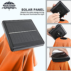 MASTERCANOPY Patio Umbrella with 32 Solar LED Lights -8 Ribs (9ft,Orange)