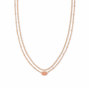Kendra Scott Emilie Multi-Strand Necklace for Women, Fashion Jewelry, 14k Rose Gold-Plated, Sand Drusy