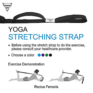 Forbidden Road Stretch Strap (6ft, 8ft) Yoga Strap with Muti-loops Exercise Band for Physical Therapy Green/Black/Blue/Purple