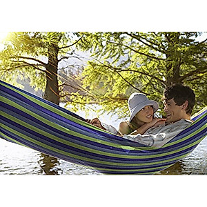 Sorbus 2-Person Stylish Hammock with Steel Stand- Premium Cotton Blend 60" Large Hammock Bed- Heavy Duty 450lbs Portable Hammock w/Carrying Case - For Garden Yard Patio Outdoor Camping Gifts- Washable