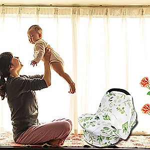 NEWITIN 2 Pieces Flower Nursing Cover Breastfeeding Scarf Baby Car Seat Covers, Infant Stroller Cover, Carseat Canopy for Girls and Boys