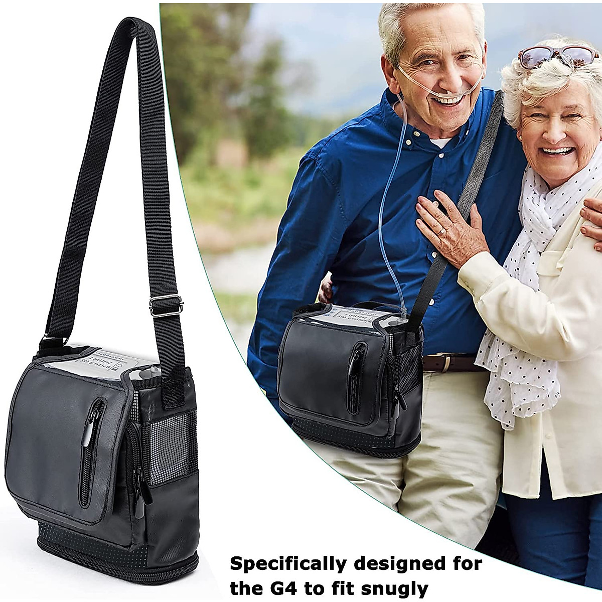 Carry Bag for Inogen One G4, Portable Oxygen Concentrator Shoulder Bag Compatible with Inogen One G4 & Accessories (Black)