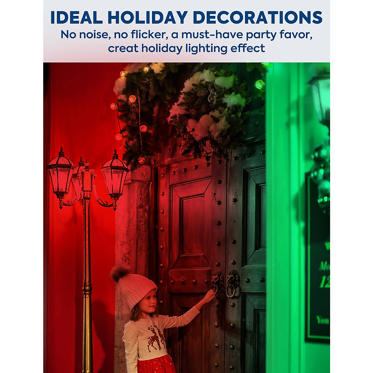 Nouscan PAR38 Red Green LED Lights for Outside [Christmas Combo], 150W Flood Light Bulbs Equivalent, 15W 1200LM, Colored Outdoor Flood Light Bulb, E26 Base Not-dim for Christmas, Halloween, 2 Pack