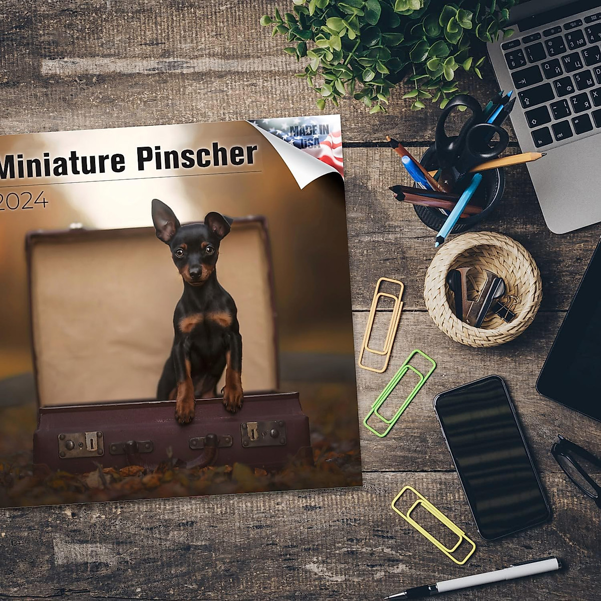 2023 2024 Miniature Pinscher Calendar - Dog Breed Monthly Wall Calendar - 12 x 24 Open - Thick No-Bleed Paper - Giftable - Academic Teacher's Planner Calendar Organizing & Planning - Made in USA