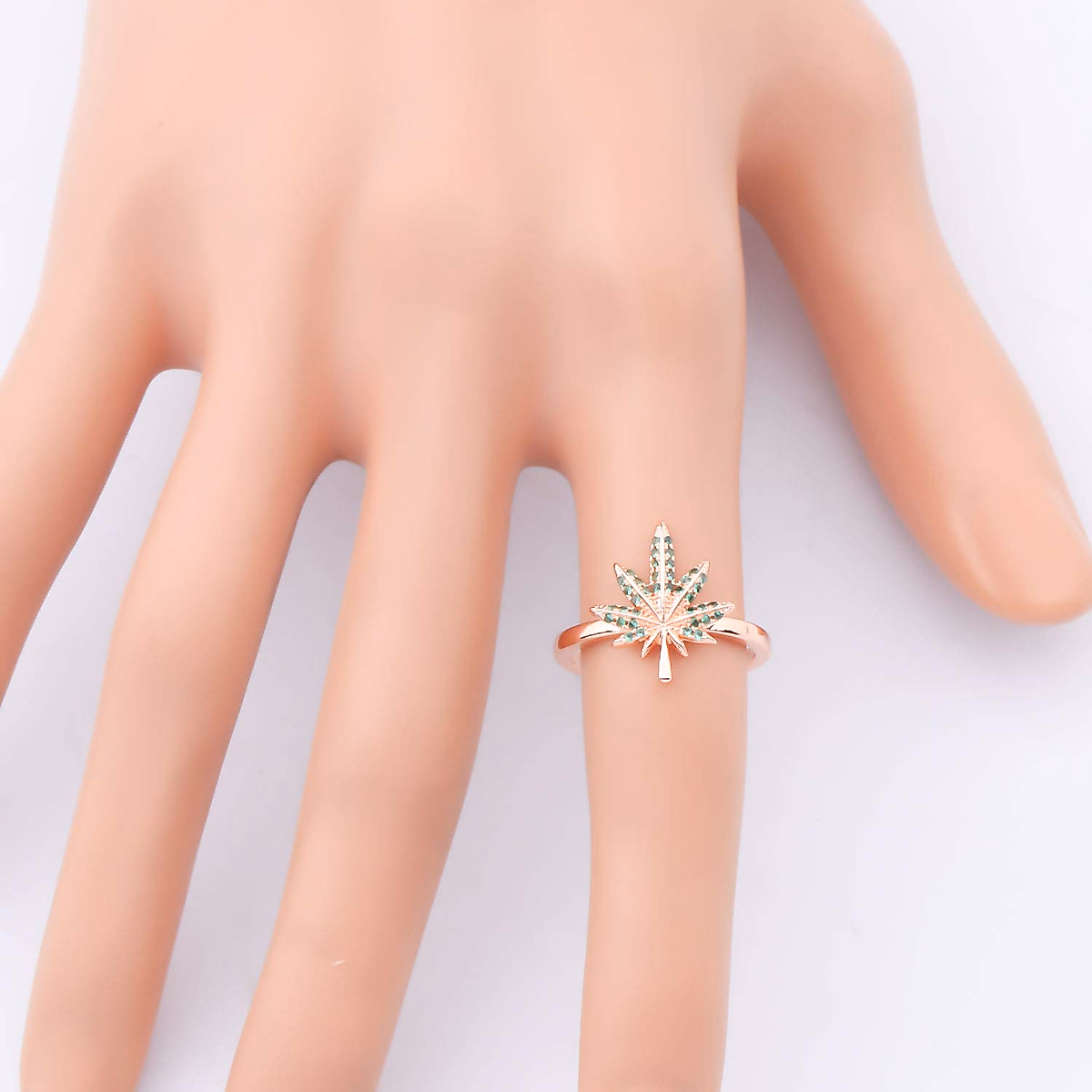 TGBJE Cannabis Leaf Ring Cannabis Gift Cannabis Weed Gift Cannabis Lover Gift Marijuana Gift (RG G-weed)