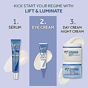 No7 Lift & Luminate Triple Action Eye Cream - Under Eye Cream for Dark Circles and Puffiness - Shea Butter & Hyaluronic Acid Hydrating Eye Cream + Antioxidant & Brightening Ginseng Extract (15ml)