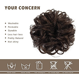 BARSDAR 100% Human Hair Bun Extension - Human Hair Messy Bun Hairpieces Brown Hair Bun Extensions for Women - Real Human Hair Bun Natural Hair Bun Scrunchies Updo Chignons Daily - Dark Brown