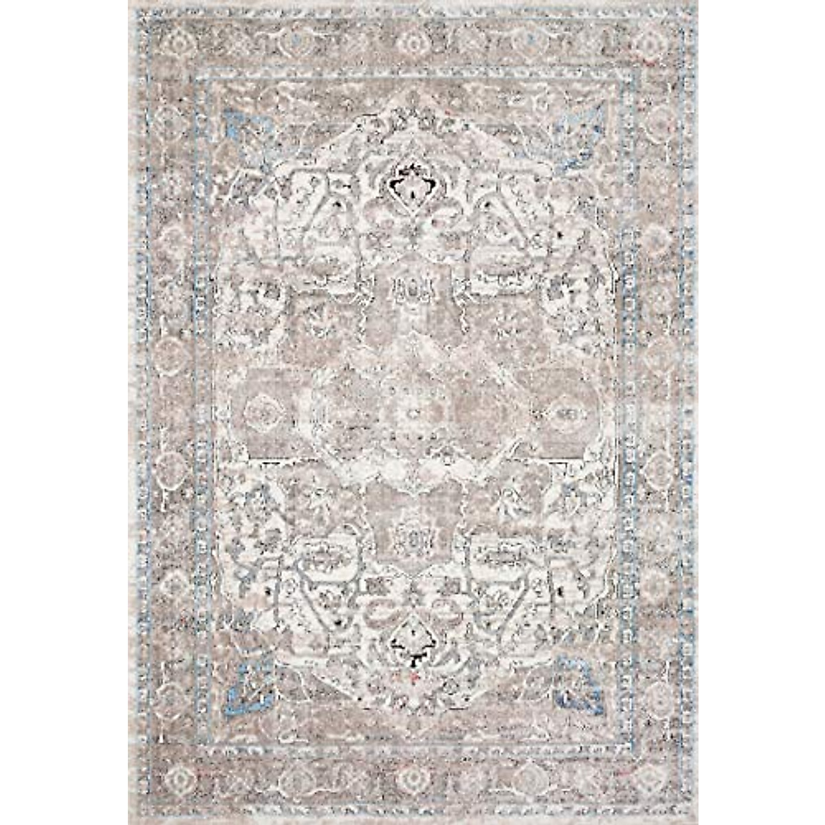 Loloi II Dante Collection DN-05 Ivory/Stone, Transitional Area Rug, 6'-7" x 9'-2"