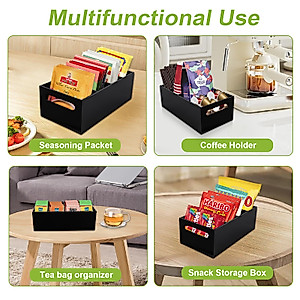 Acrylic Seasoning Organizers with 4 Slots, Tea Bag & Snack Packet Storage Bin, Coffee & Gravy Packet Condiment Organizer for Kitchen & Pantry Cabinet