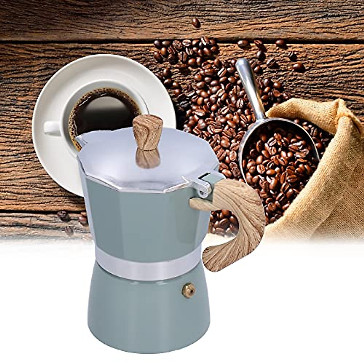 Serlium Coffee Pot,150ML Stovetop Moka Maker Coffee Maker Kettle with Green Red Blue for Gas Stove Ethanol Stove(Blue)