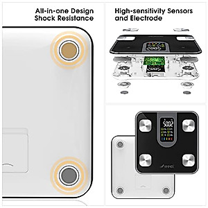 FIRINER Bluetooth Body Fat Scale with Large Display Digital Smart Scale for Body Weight and Fat BMI Heart Rate Composition 15 Body Composition Analyzer Sync with Fitness App