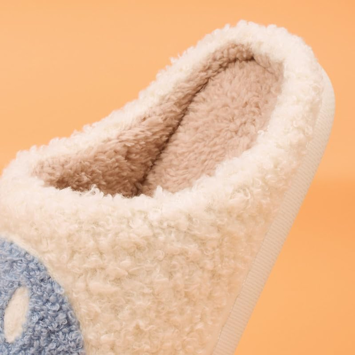 CWODOR Kids Slippers Boys Girls Plush Non-Slip House Slippers Cute Soft Slip-On Shoes For Little Big Kids Blue 1-2 Big Kids