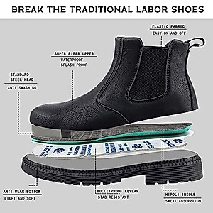 CJSPORX Zapatos Para Hombre de Trabajo Anti-Skid Safety Shoes Leather Waterproof Work Shoes black size 7