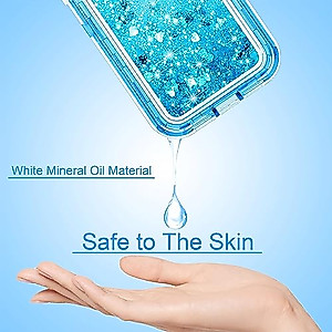 WOLLONY for iPhone 14 Pro Max Case Glitter Floating Liquid Shiny Quicksand Case for Women Girls Heavy Duty Shockproof Protective Case Hard PC Bumper Soft TPU Cover for iPhone 14 Pro Max 6.7'' Blue