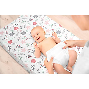 Fisher Price Changing Pad Cover Woodland Theme, Woodland Wonders Collection Waterproof Nursery Changing Pad Cover for Girls