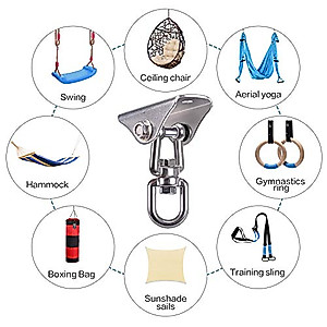 Aimbinet Heavy Duty Swing Hangers Permanent Antirust Stainless Steel 304 Porch Swing Springs Hanging Set of 2 for Yoga Hammock Chair Sandbag Swing Single Hold up 550lbs