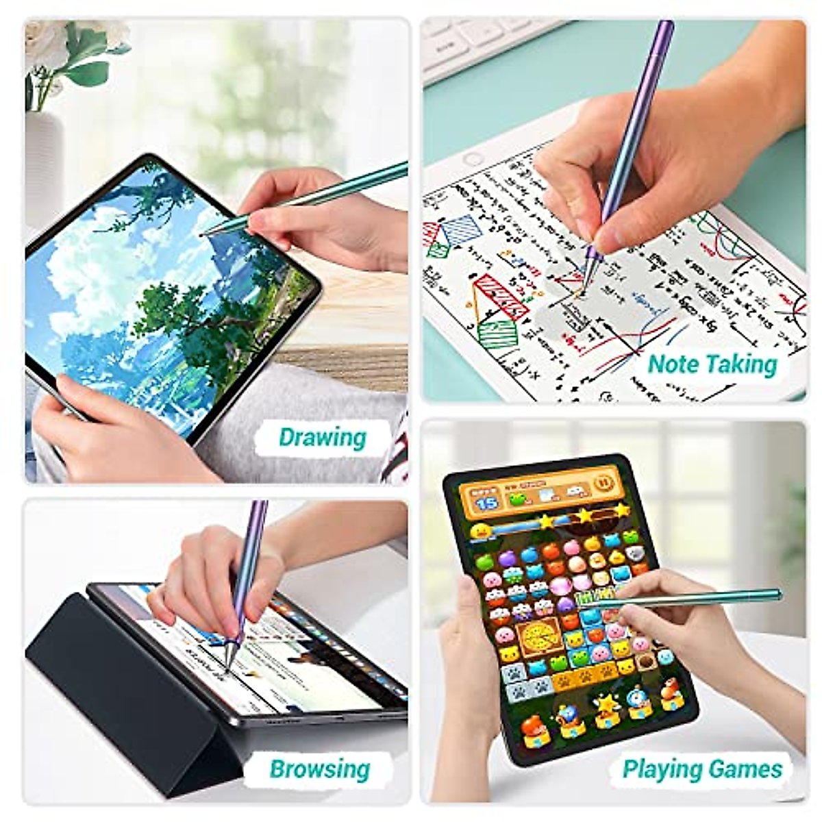 Stylus Pens for Touch Screens, High Precision Disk Stylus Pen for iPad with 2 Replaceable Tips Compatible with iPad/iPhone/Android/Tablet and All Universal Touch Screen Devices