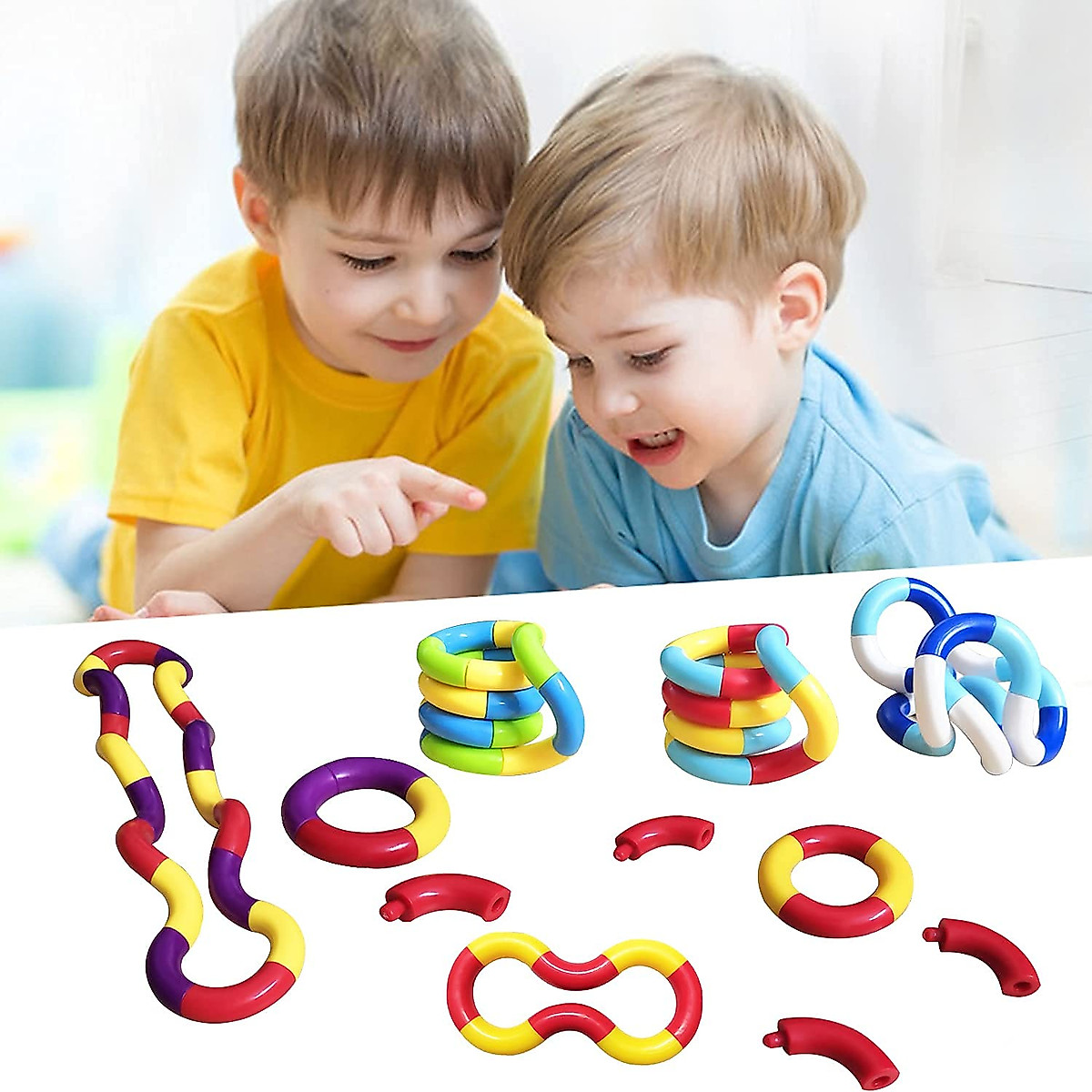 10pcs Fidget Toys - Sensory Items Quiet Fidget Toys for Adults Boys Girls Anxiety Stress Relief Toys Pack- Squeeze, Twist, Chain Spinner Alternative Gift