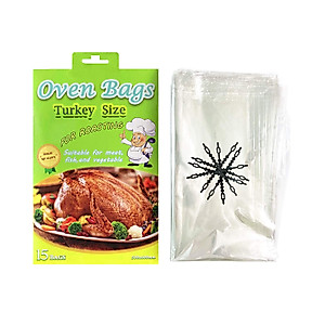 15 Counts Large Turkey Bags, Oven Bags for Cooking,Meat Roasting Bags Safe for Meats Turkey Fish Vegetables - 20×24 IN (1 PACK)