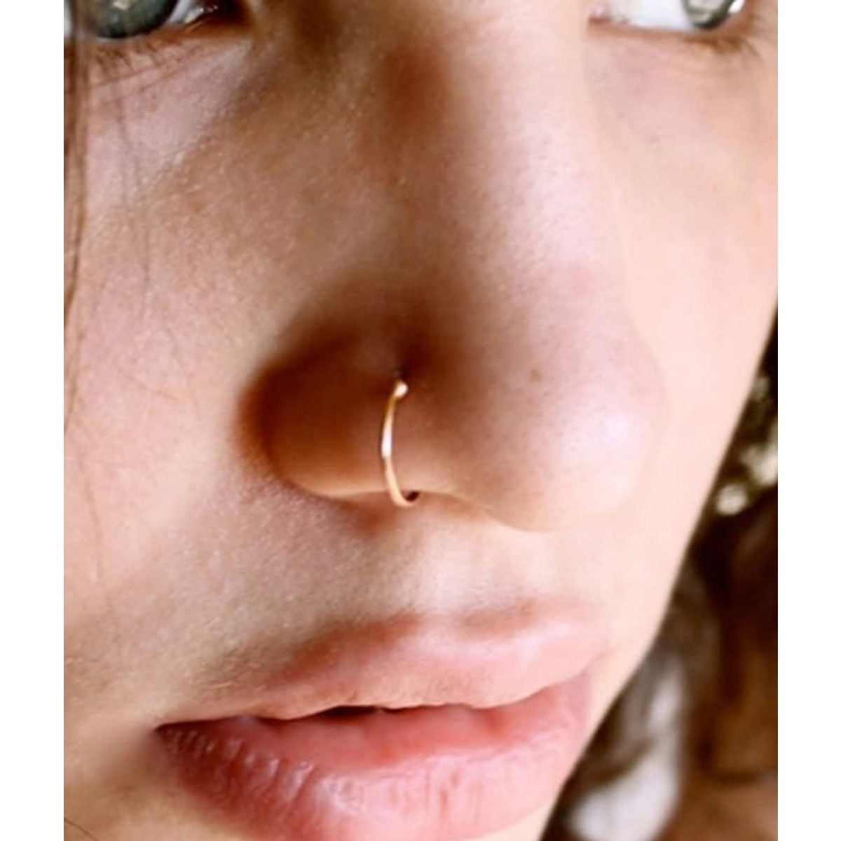 MODRSA Fake Nose Ring Hoop Fake Nose Rings for Women Men Fake Nose Piercing Fake Nose Rings Fake Double Hoop Fake Nose Ring