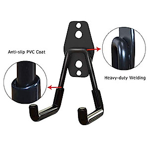 2 Pack Garage Storage Utility Hooks，Garage Garden Tool Organizer，Steel Wall Mount Hooks, Garden Small U Hooks (Black)