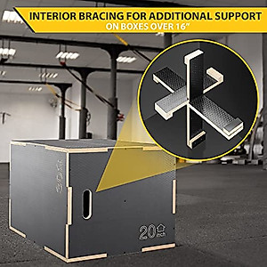 Philosophy Gym 3 in 1 Non-Slip Wood Plyo Box, 30" x 24" x 20", Gray, Jump Plyometric Box for Training and Conditioning