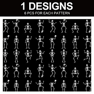 Generic AnyDesign 6 Sheets Halloween Wrapping Paper -Not Roll- Dancing Skeleton Gift Wrap Paper Folded Flat Art Paper for DIY Crafts Trick or Treat Birthday Party, 27.6 x 39.4 Inch