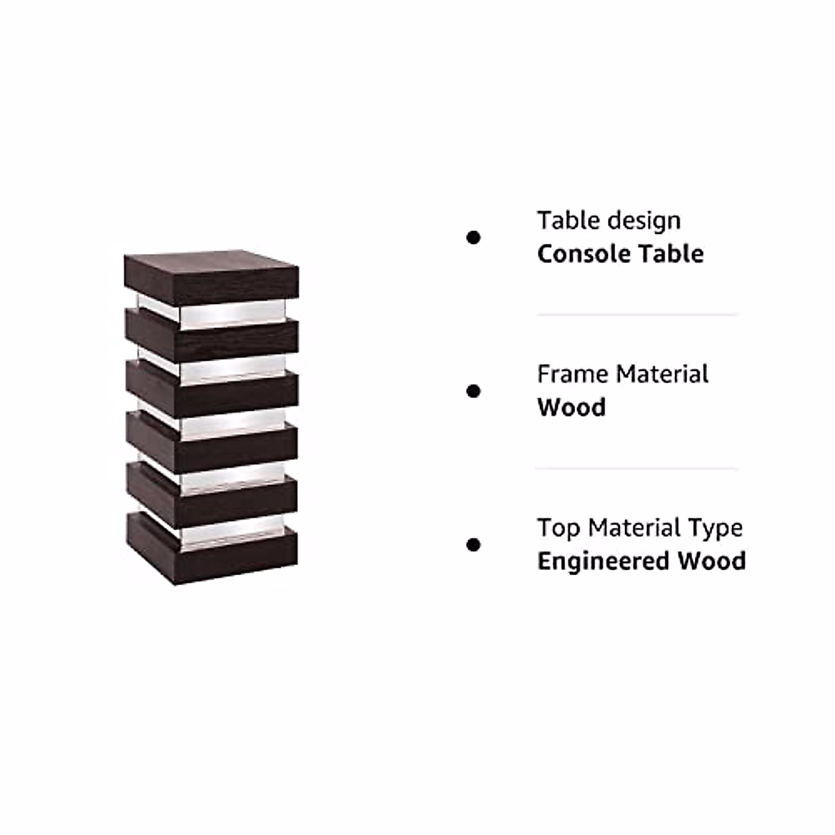 Howard Elliott Stepped Pedestal Accent, Medium, Black Wood and Mirror, 12 x 12 x 28 Inch Table