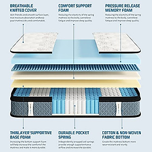 Crystli Queen Mattresses 12 inch Memory Foam Mattress Queen Size Hybrid Mattress Medium Firm Queen Bed Mattress in a Box with CertiPUR-US Foam 100-Night Trial 10 Years Warranty