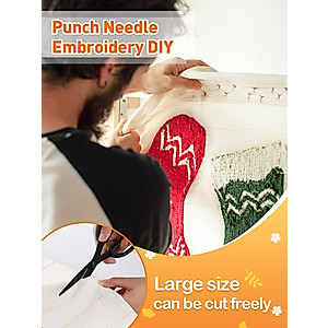 40" × 40" Large Overlocking Tufting Cloth with Marked Lines- Primary Monk's Cloth Punch Needle Fabric for DIY Rug-Punch Tufting Gun