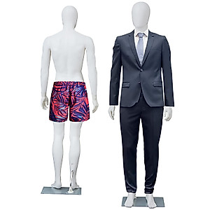 Male Mannequin Full Body Body, 73 Inches Adjustable Detachable Dress Model Stand Realistic Display Mannequin Head Metal Base for Retail Clothing Shops, Halloween Christmas Cosplay, 1pcs